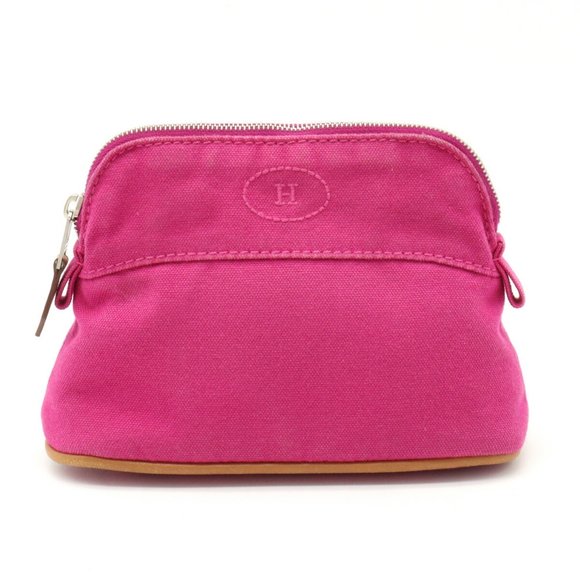 Hermes | Bags | Hermes Bolide Pouch 5 Canvas Leather Fuchsia Pink ...
